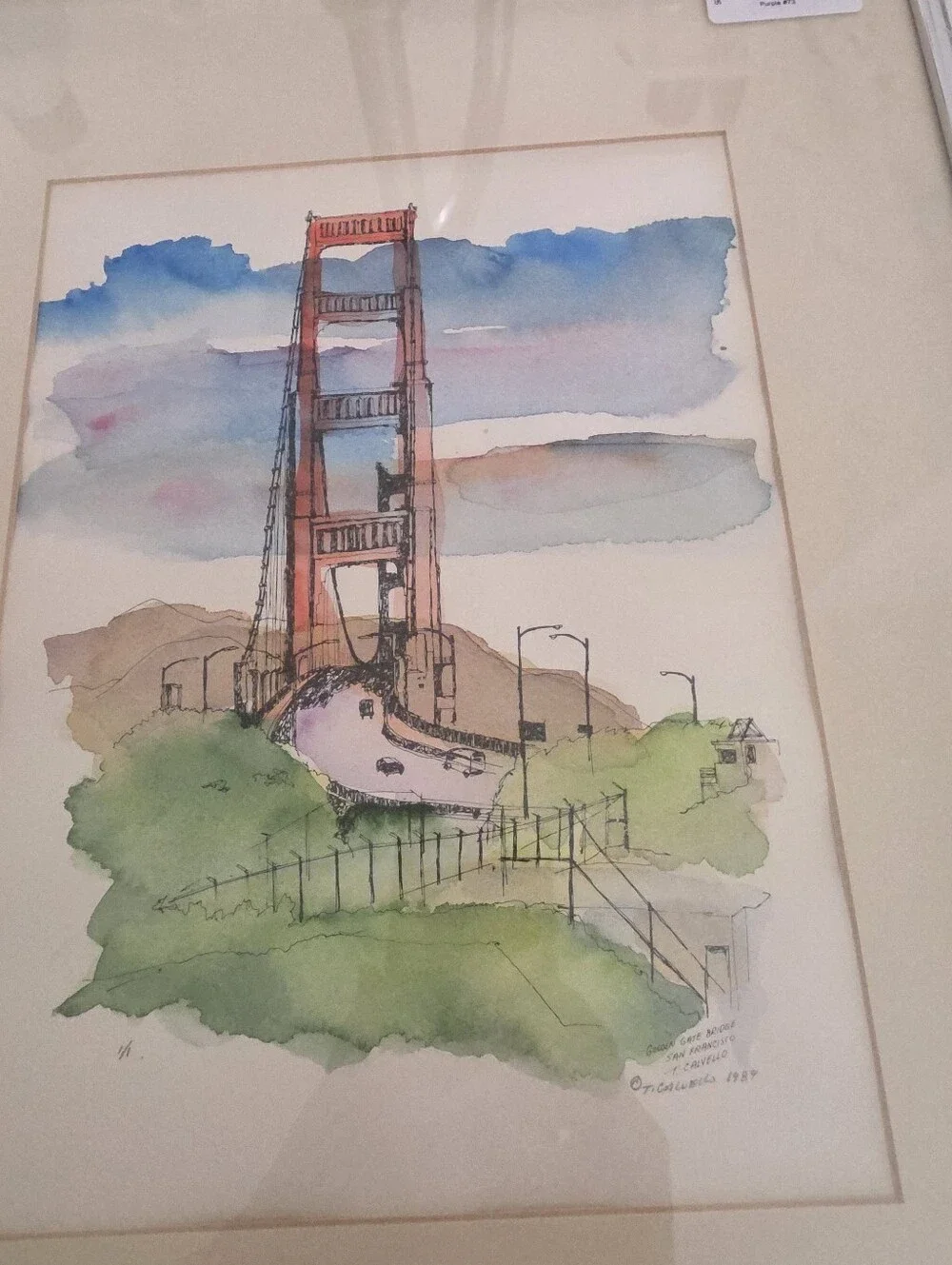 Art | Original Watercolor Of Golden Gate Bridge By T Calvello 1989 ...